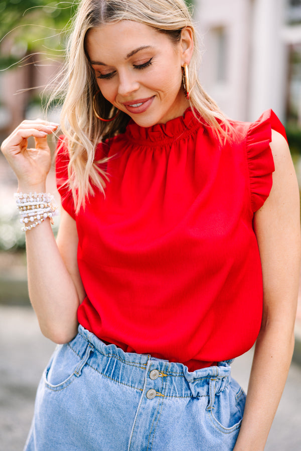 Chic Feminine Red Tank - Ruffled Tank – Shop the Mint