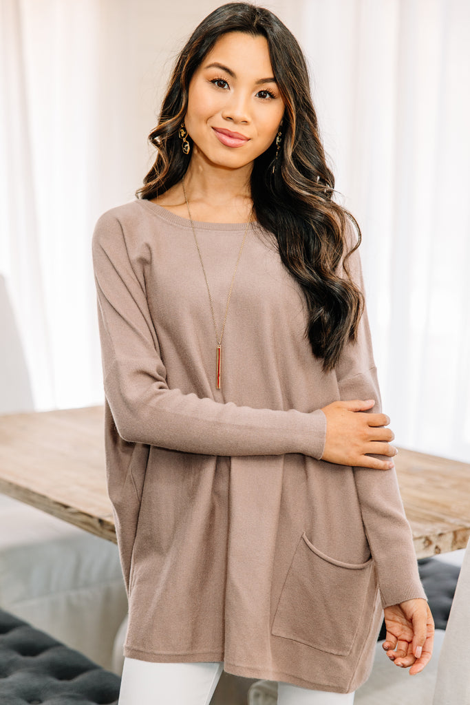 Cozy Mocha Brown Pocket Tunic - Overized Tunics – Shop the Mint