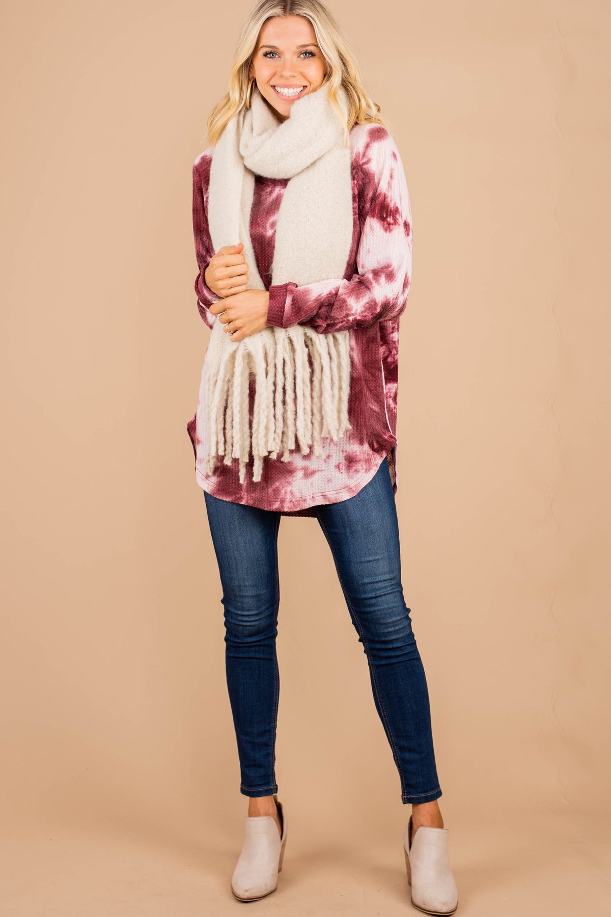 Easy Like Sunday Wine Red Tie Dye Tunic - Boutique Best Sellers – Shop ...