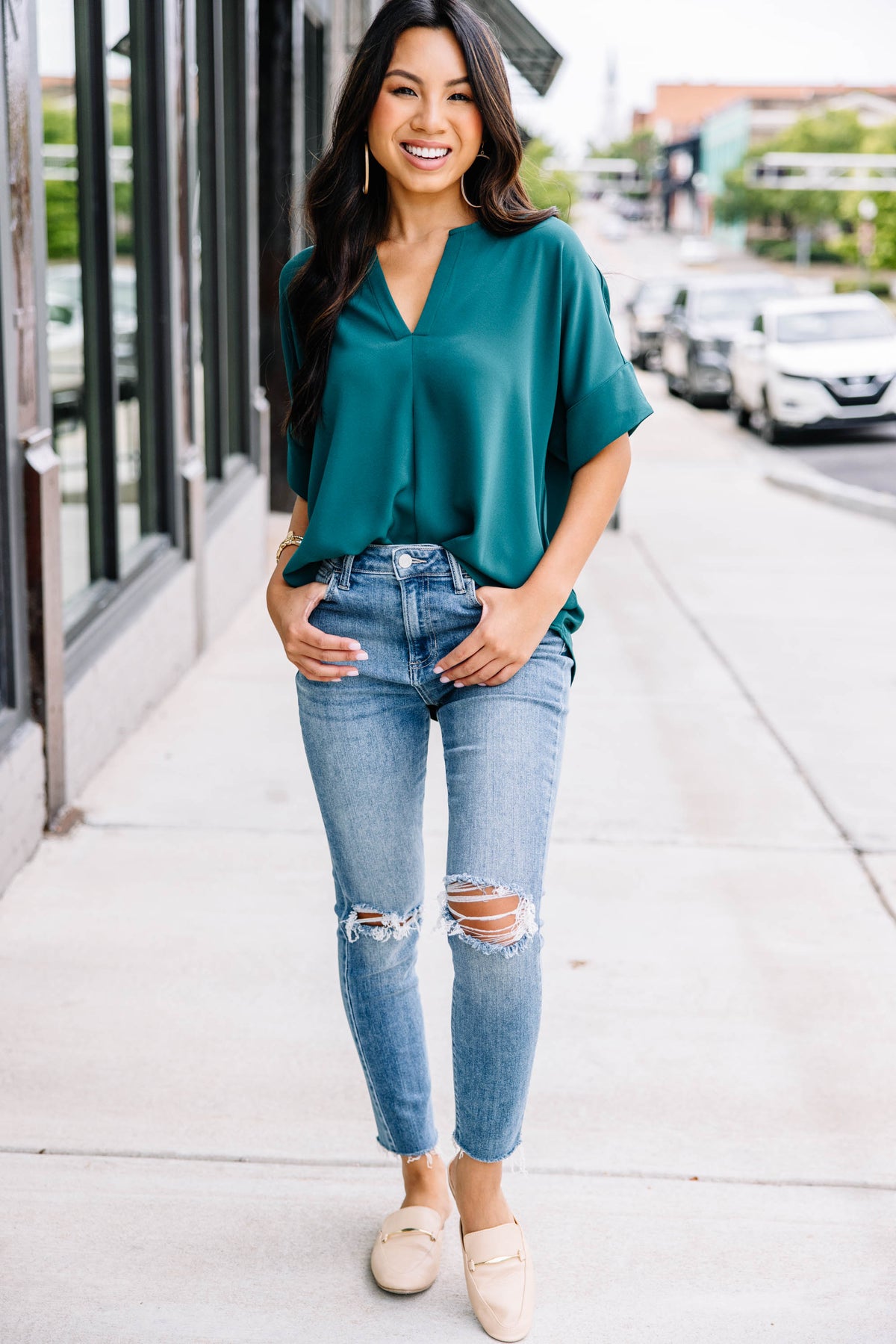 Chic Deep Green Top - Classic Everyday Tops – Shop the Mint