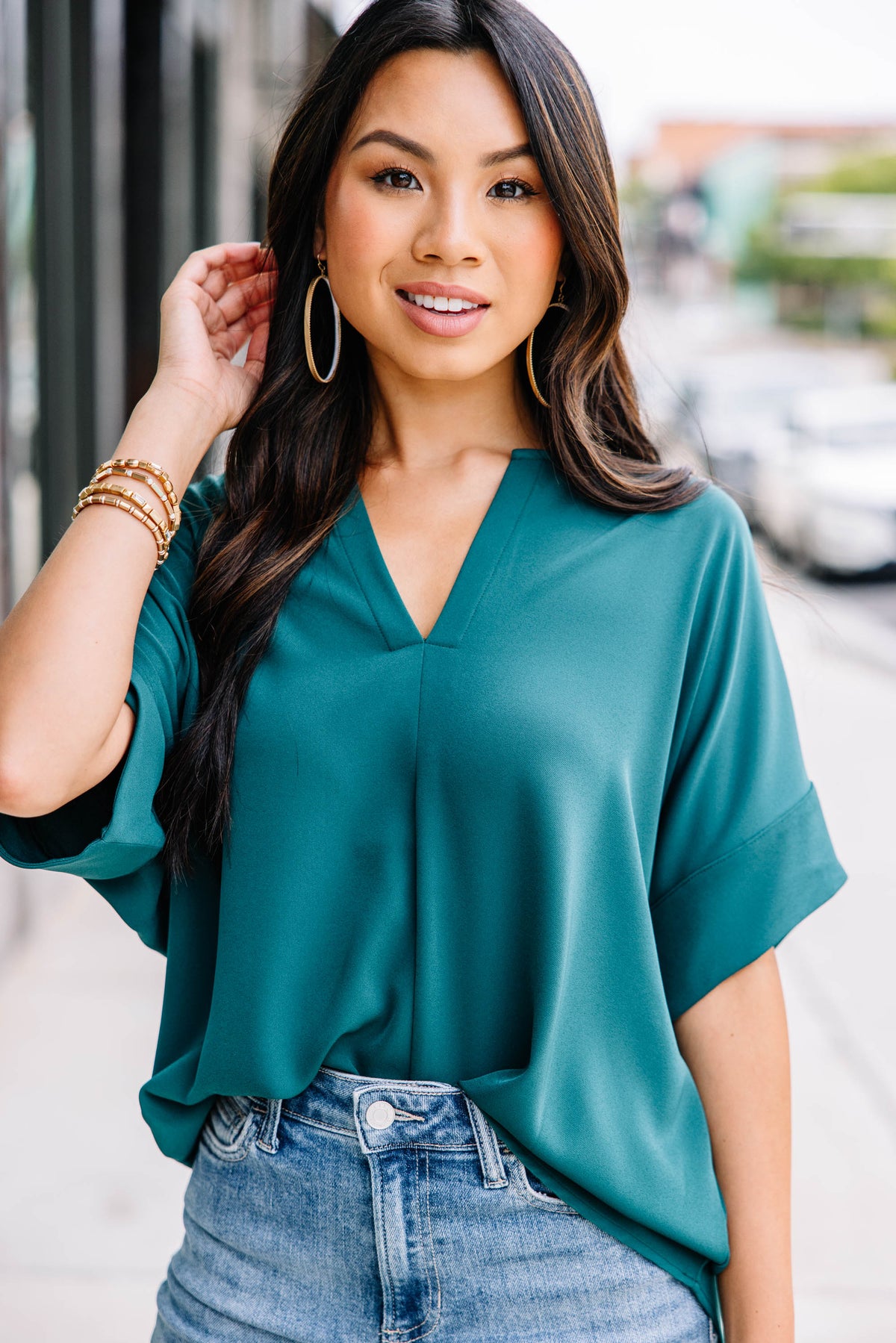 Chic Deep Green Top - Classic Everyday Tops – Shop the Mint