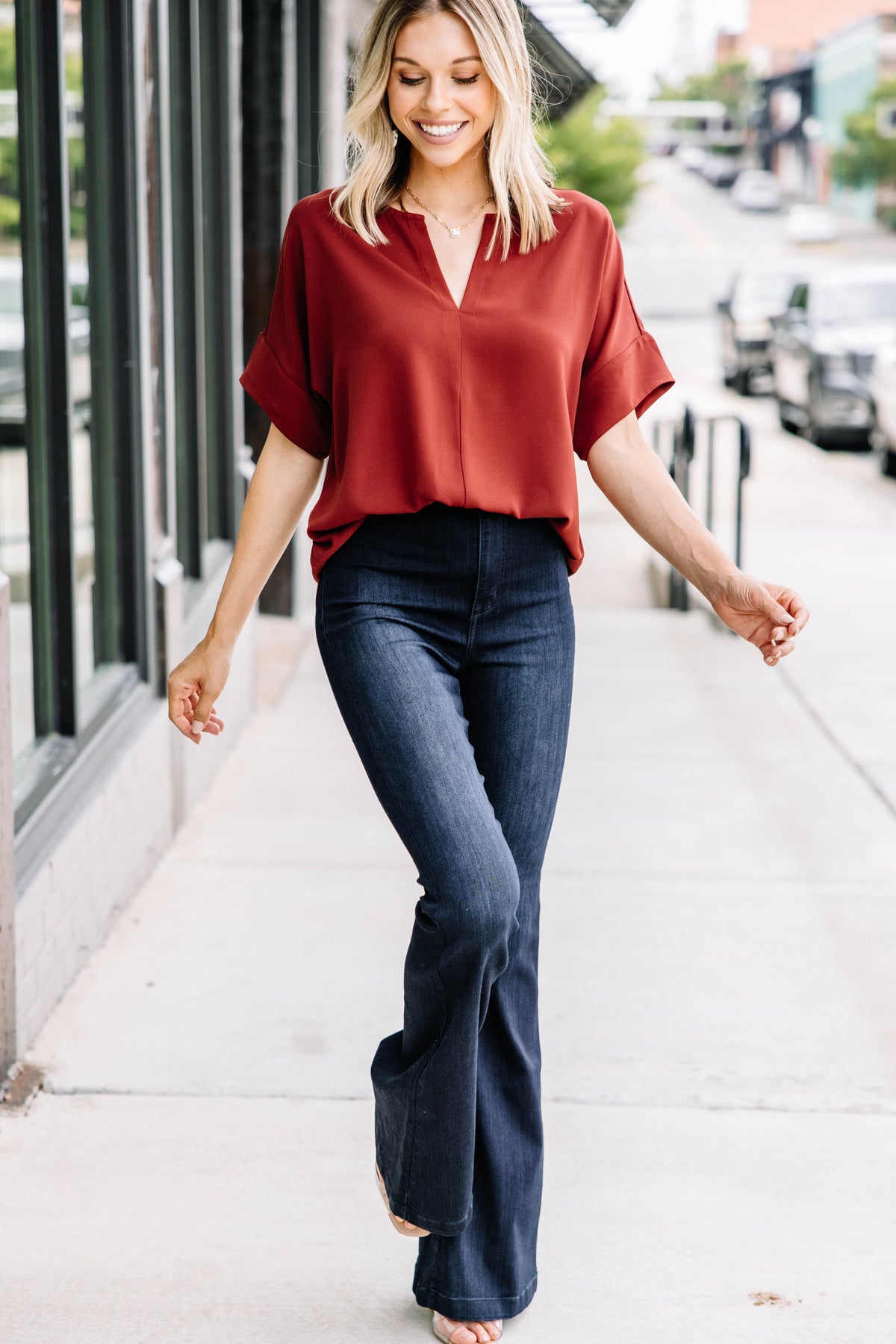Classic Brick Red Top - Classic Solid Tops – Shop the Mint