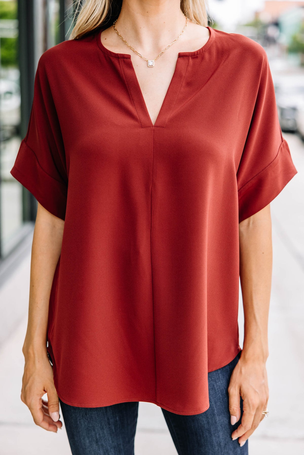 Classic Brick Red Top - Classic Solid Tops – Shop the Mint