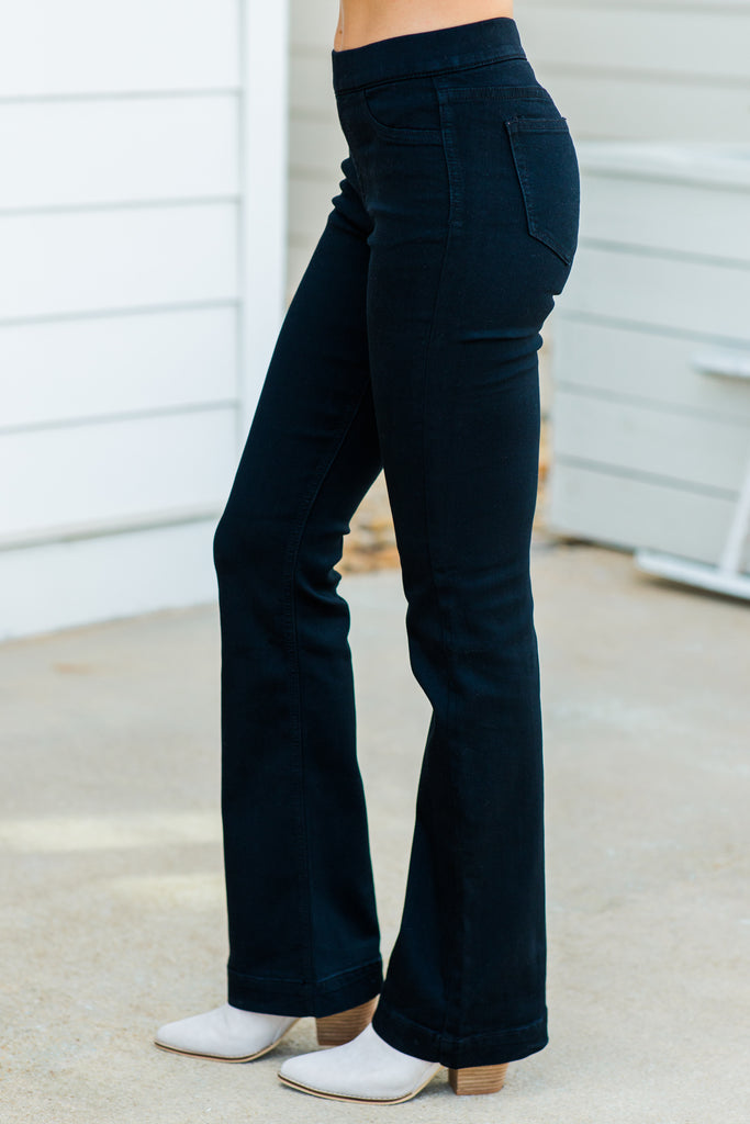 Trendy Black Flare Jeggings - Boutique Denim – Shop the Mint