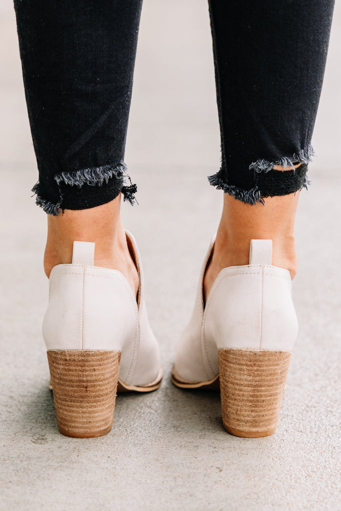 Be There Sand White Side Cut Booties - Fall Shoes – Shop the Mint