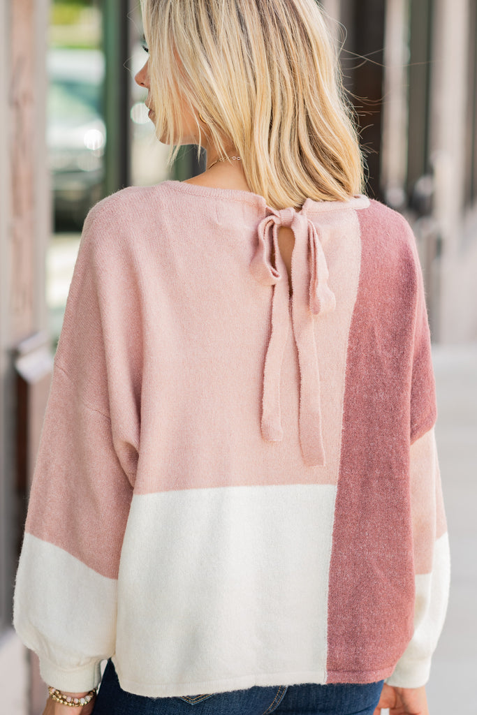 Chic Mauve Pink Colorblock Sweater - Women's Cute Sweaters – Shop the Mint