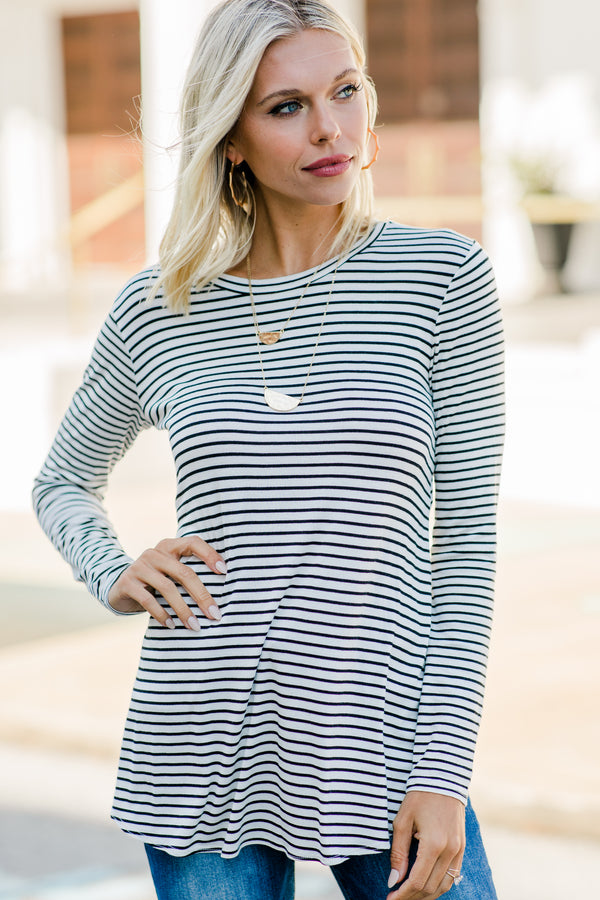 Classic White Striped Tunic - Trendy Women's Tunics – Shop the Mint
