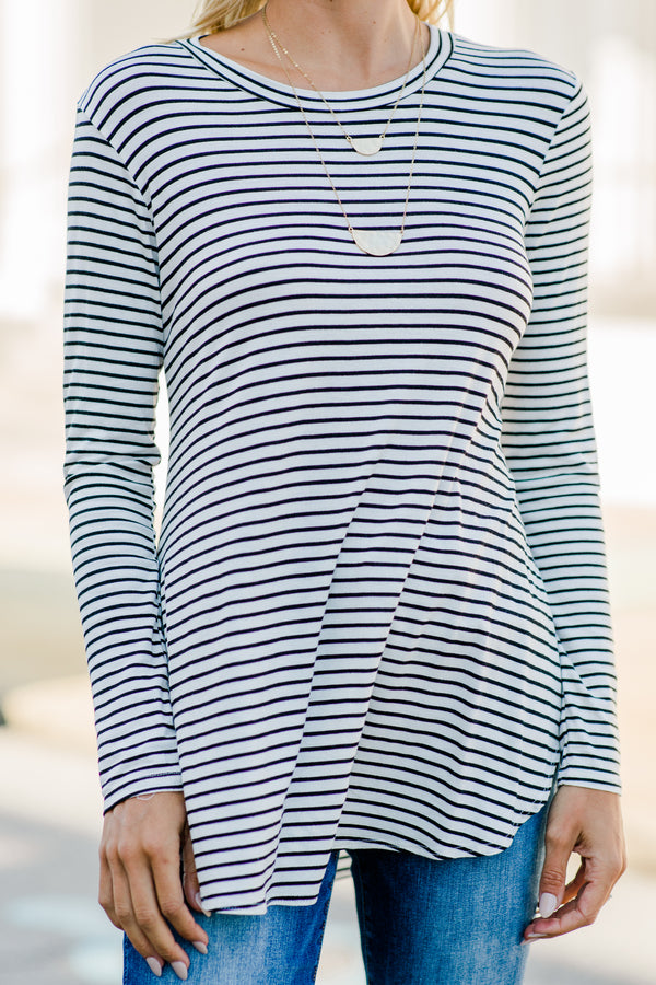 Classic White Striped Tunic - Trendy Women's Tunics – Shop the Mint