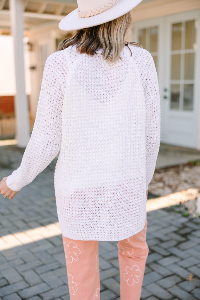 Classic Ivory White Waffle Sweater - Cozy Sweaters for Women – Shop the ...