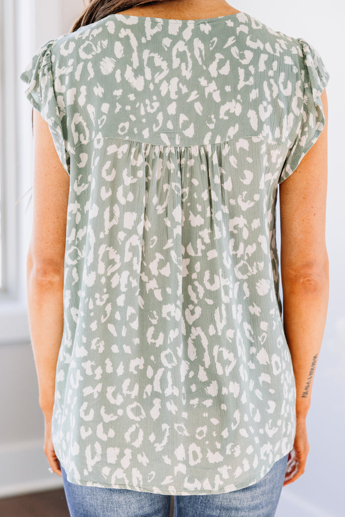 Cute Green Leopard Embroidered Top - Trendy Boutique Tops – Shop the Mint