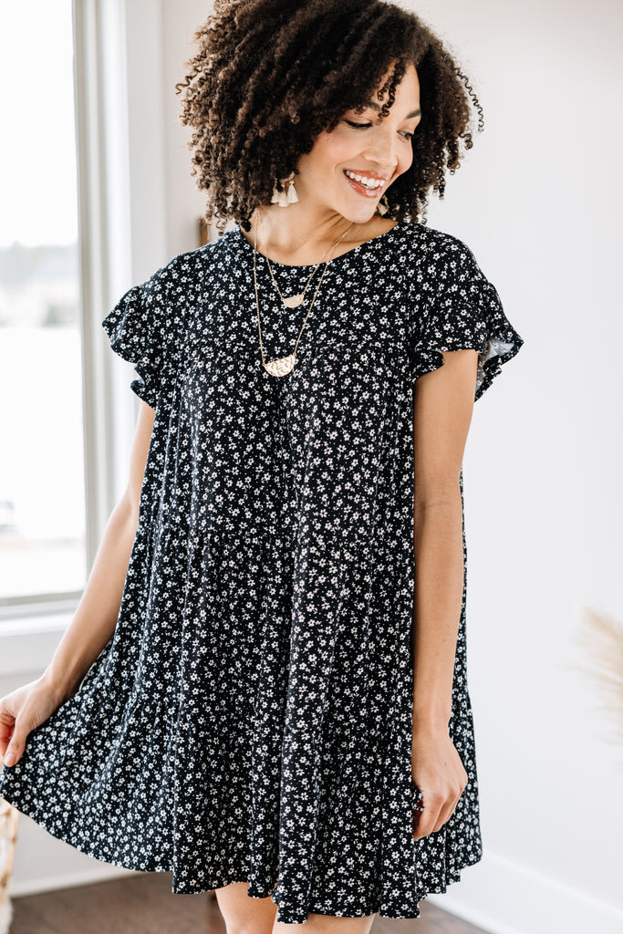 Precious Black Ditsy Floral Dress - Cute Boutique Dresses – Shop the Mint
