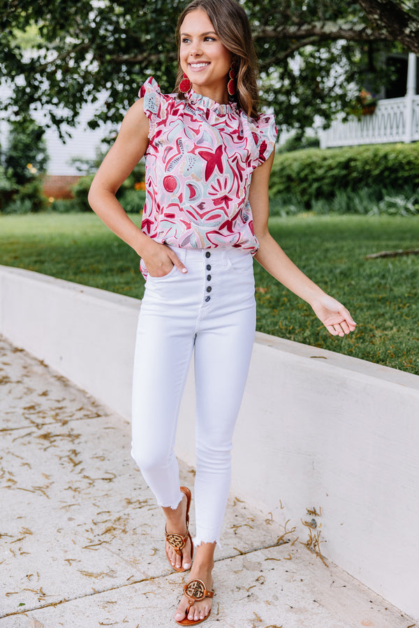 Vibrant Pink Floral Tank - Bold Women's Tanks – Shop the Mint