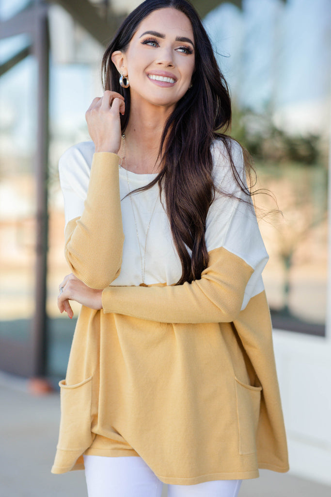 Cute Citrus Yellow Colorblock Tunic - Casual Spring Tunics – Shop the Mint