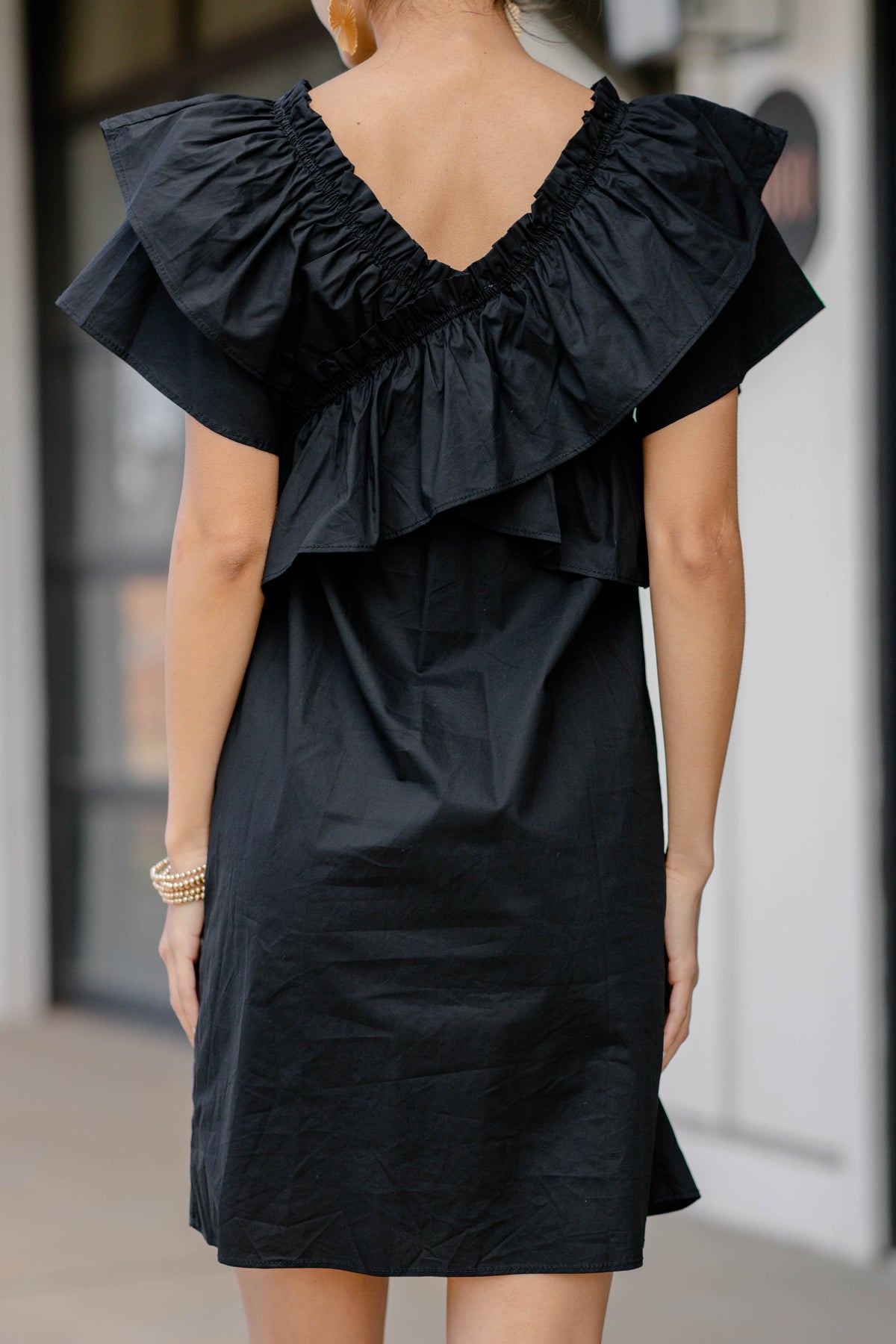 Feminine Black Ruffled Dress - Trendy Boutique Dresses – Shop the Mint