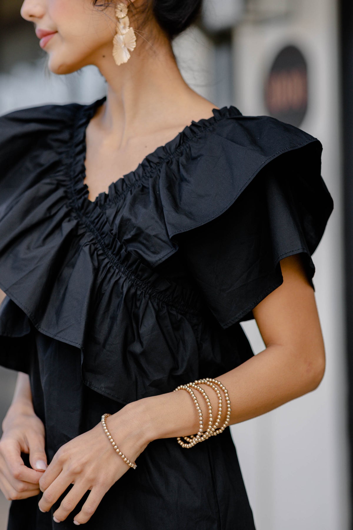 Feminine Black Ruffled Dress - Trendy Boutique Dresses – Shop the Mint