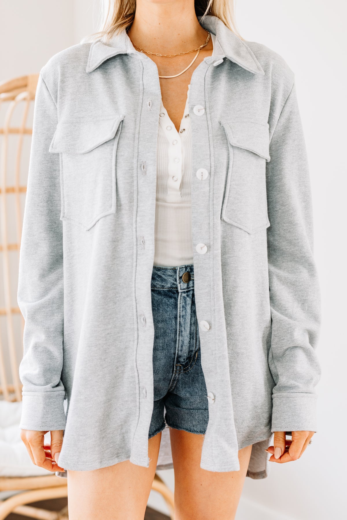 Everywhere You Go Charcoal Gray Shacket - Light Jacket – Shop the Mint