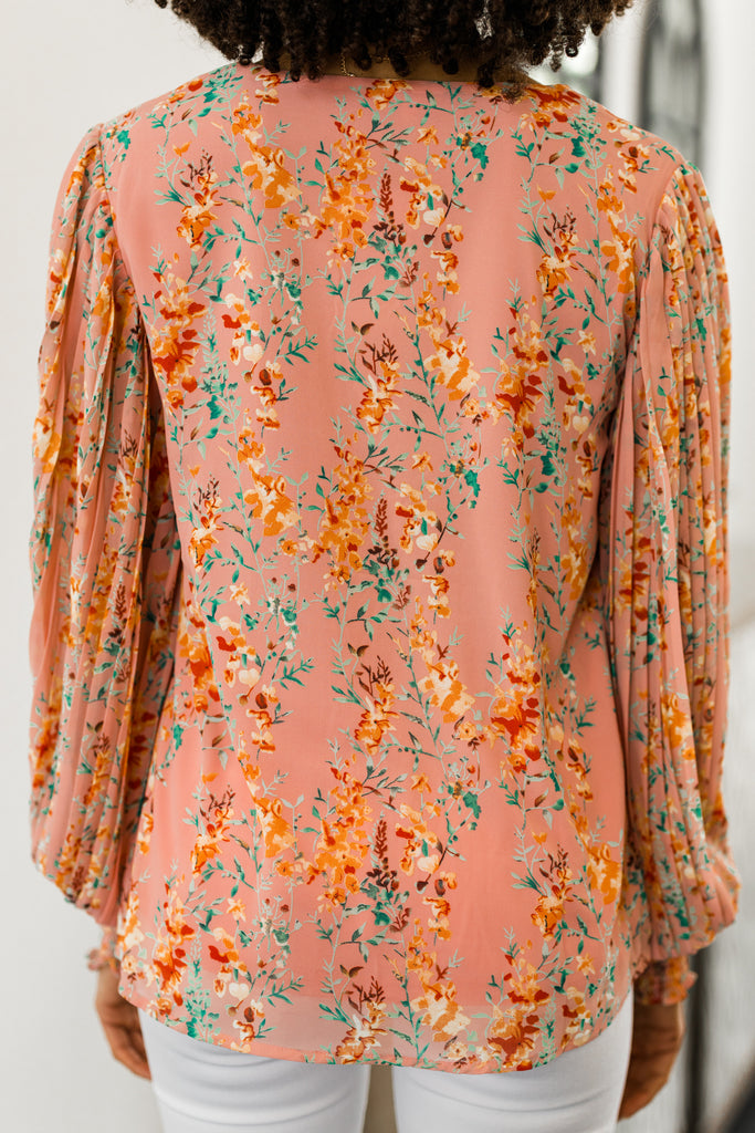 Feminine Blush Pink Floral Blouse - Spring Blouses – Shop the Mint