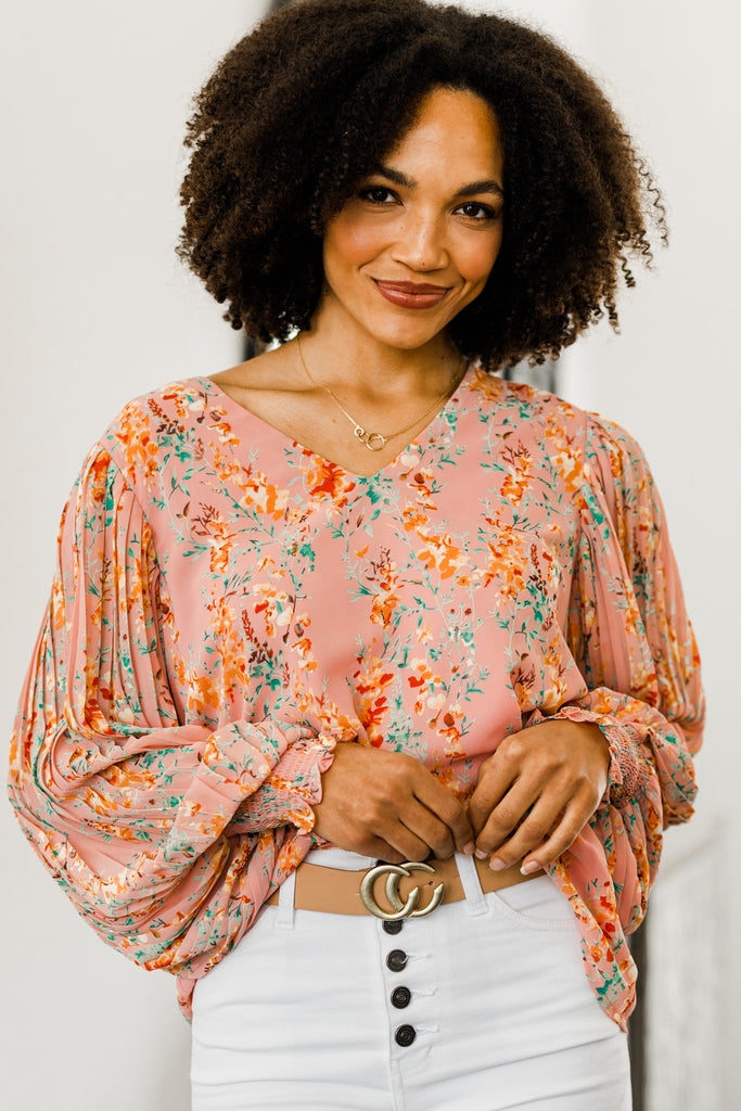 Feminine Blush Pink Floral Blouse - Spring Blouses – Shop the Mint