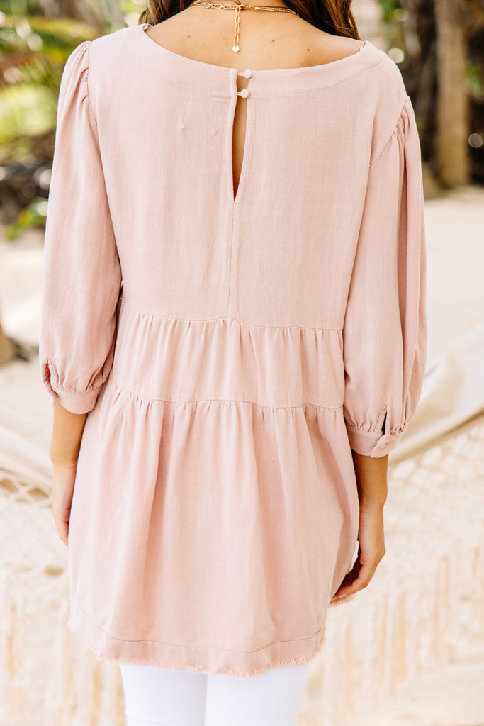 Light Pale Blush Pink Tiered Tunic - Casual Trendy Tunics – Shop the Mint