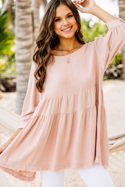 Light Pale Blush Pink Tiered Tunic - Casual Trendy Tunics – Shop the Mint