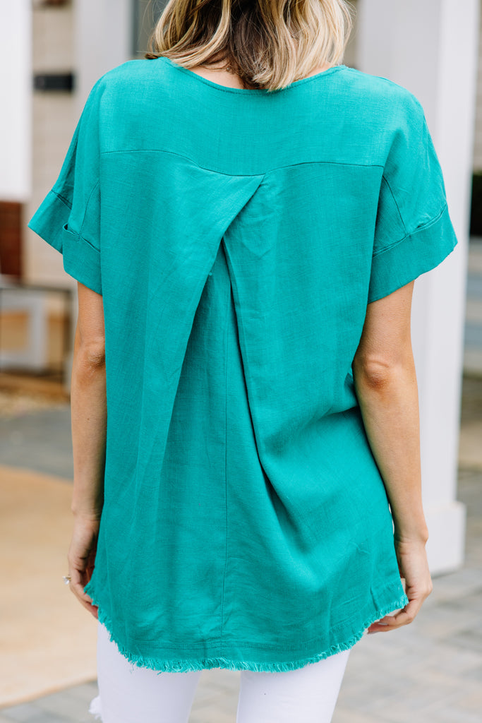 One More Time Emerald Green Linen Top – Shop the Mint