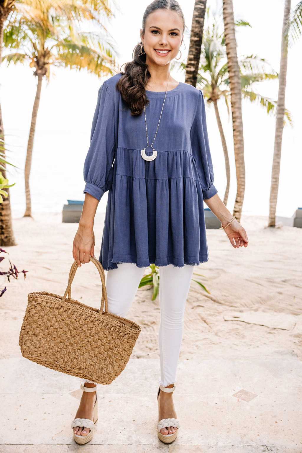 Comfy Denim Blue Tiered Tunic - Linen Tunics#N# #N# #N# #N# –#N# Shop ...